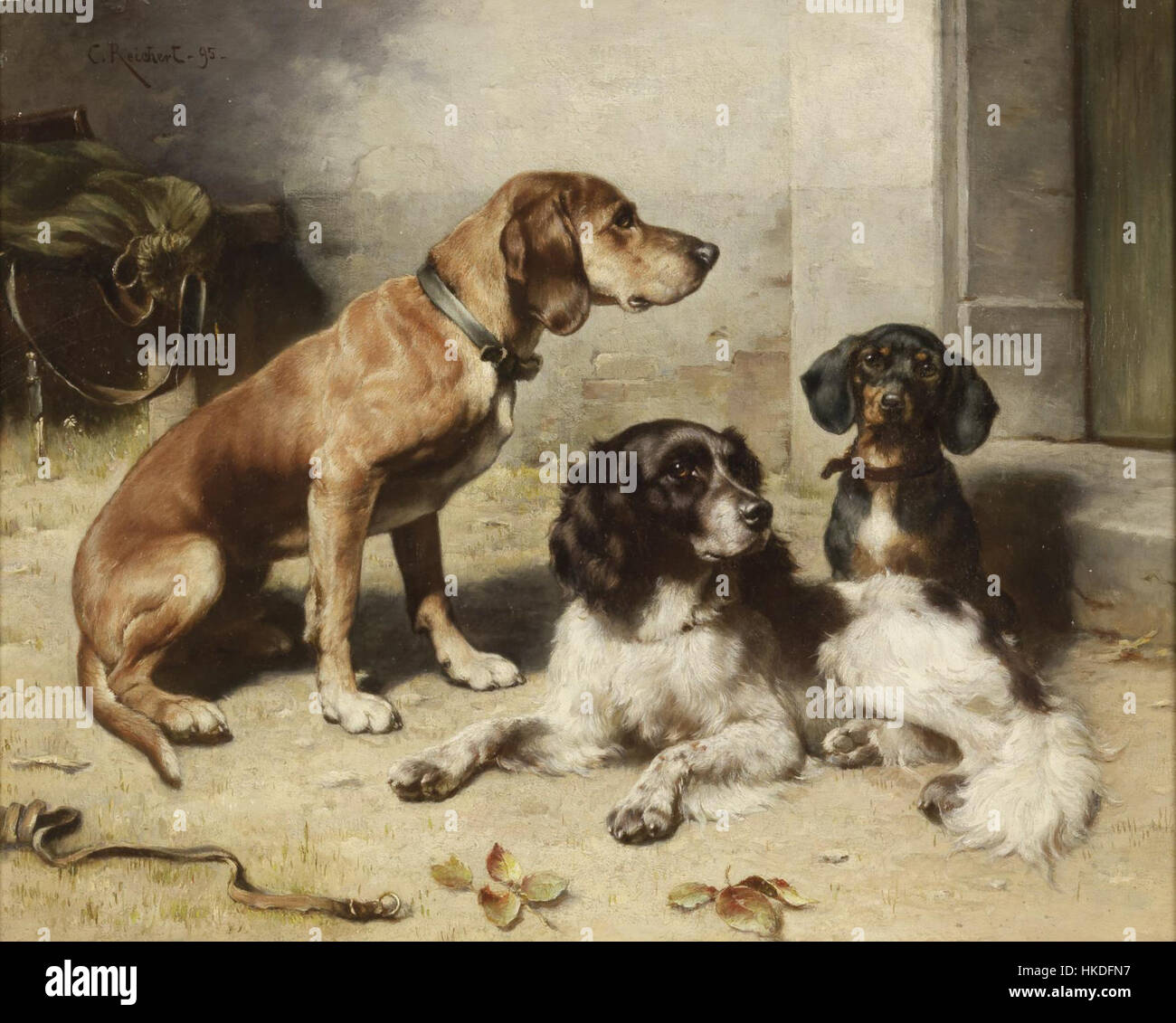 'Nach der Jagd' (After the Hunt) by Carl Reichert, painted in 1895 ...