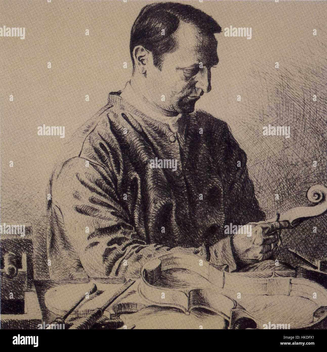 A sketch portrait by Carlo Bisiach showcases the artistâ€™s mastery in ...