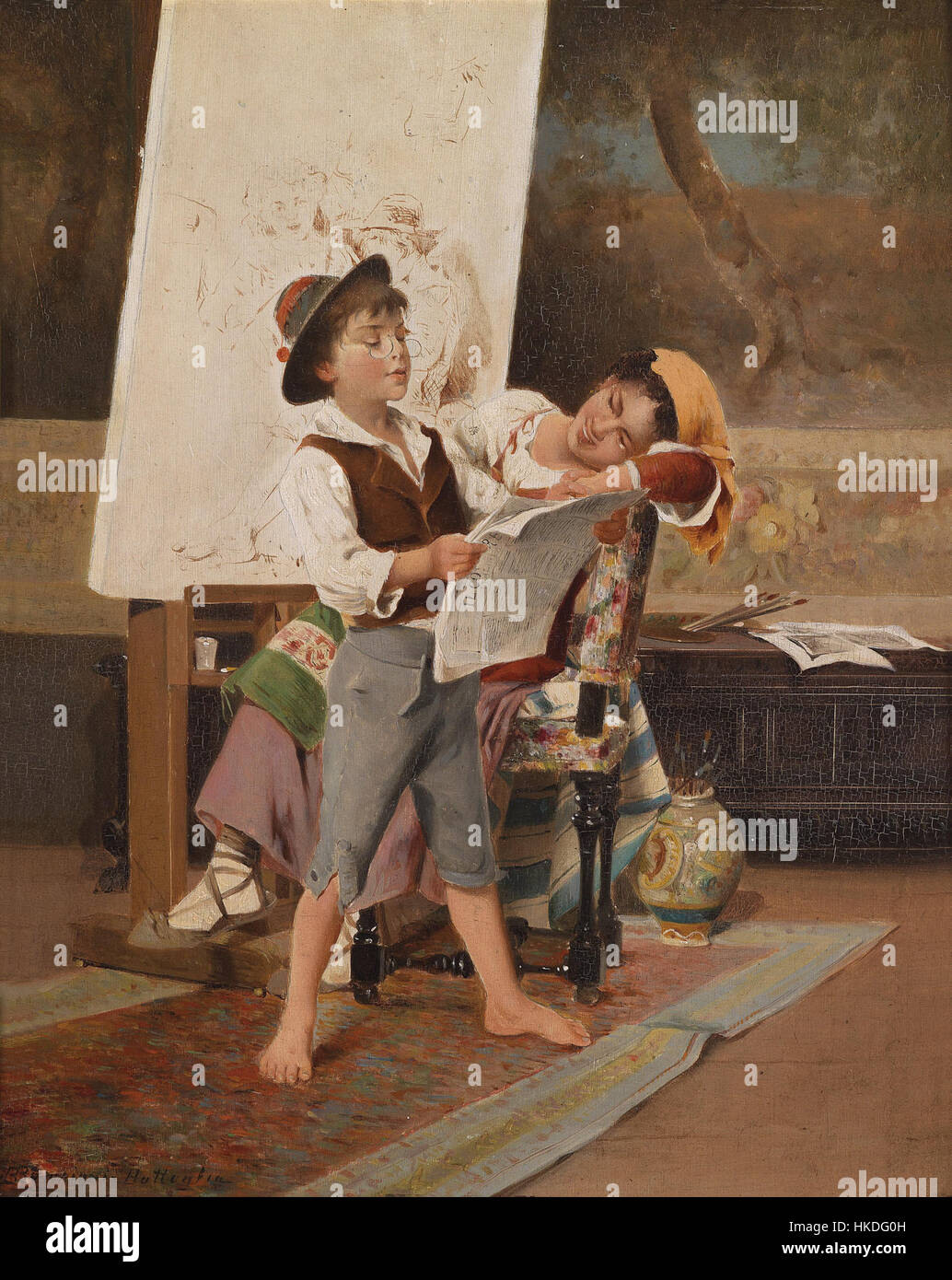 'Im Maleratelier' by Celia Bompiani Battaglia is an oil painting that ...