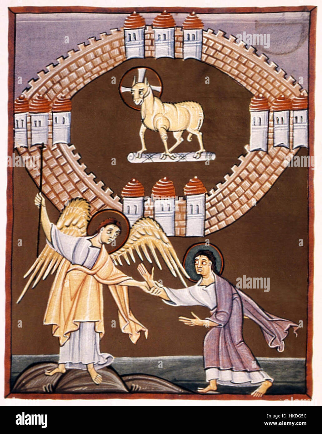 The 'Bamberg Apocalypse Folio 055r' depicts the vision of the New ...