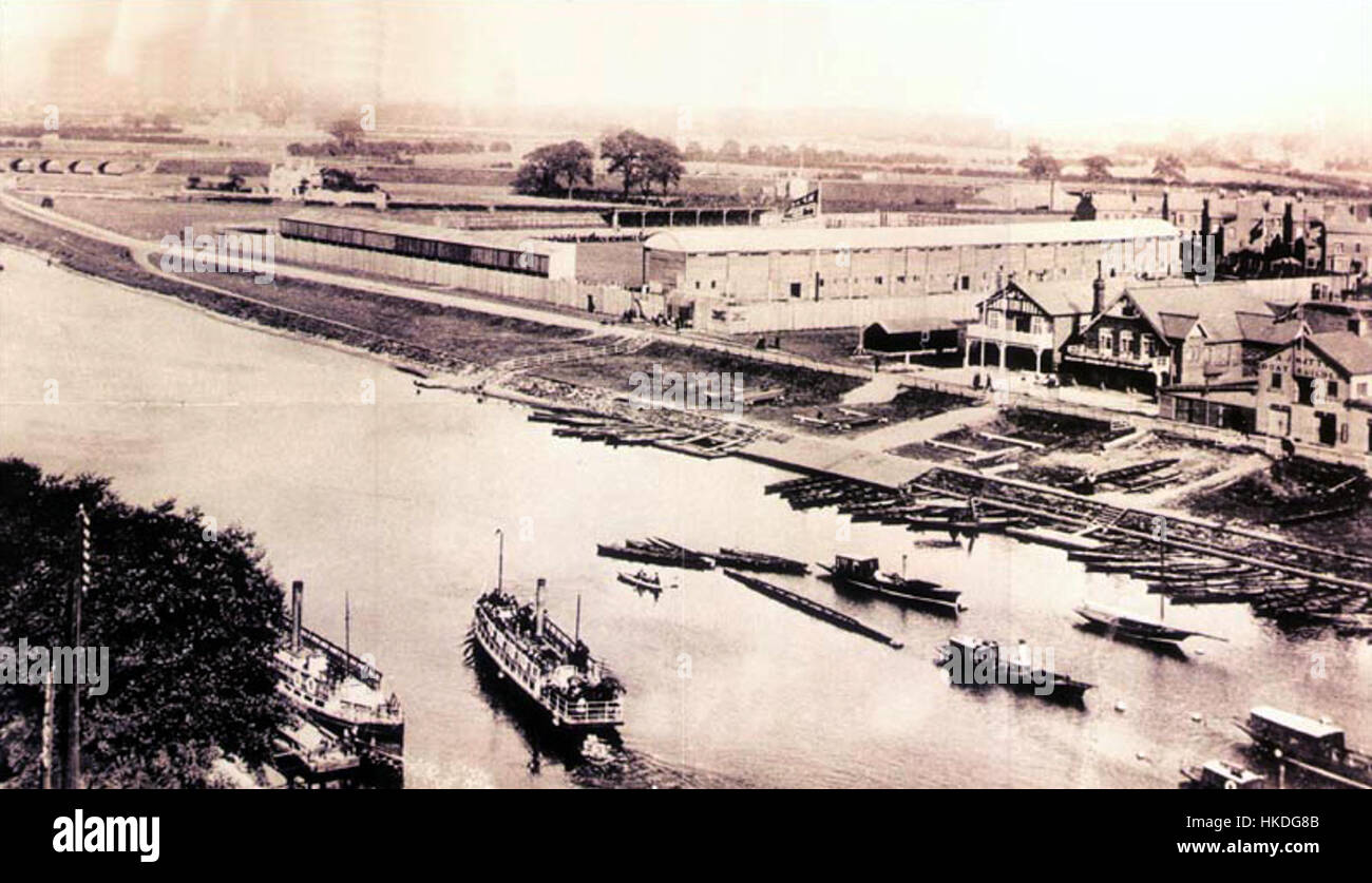 *City Ground 1898* is a historical oil painting depicting an urban ...