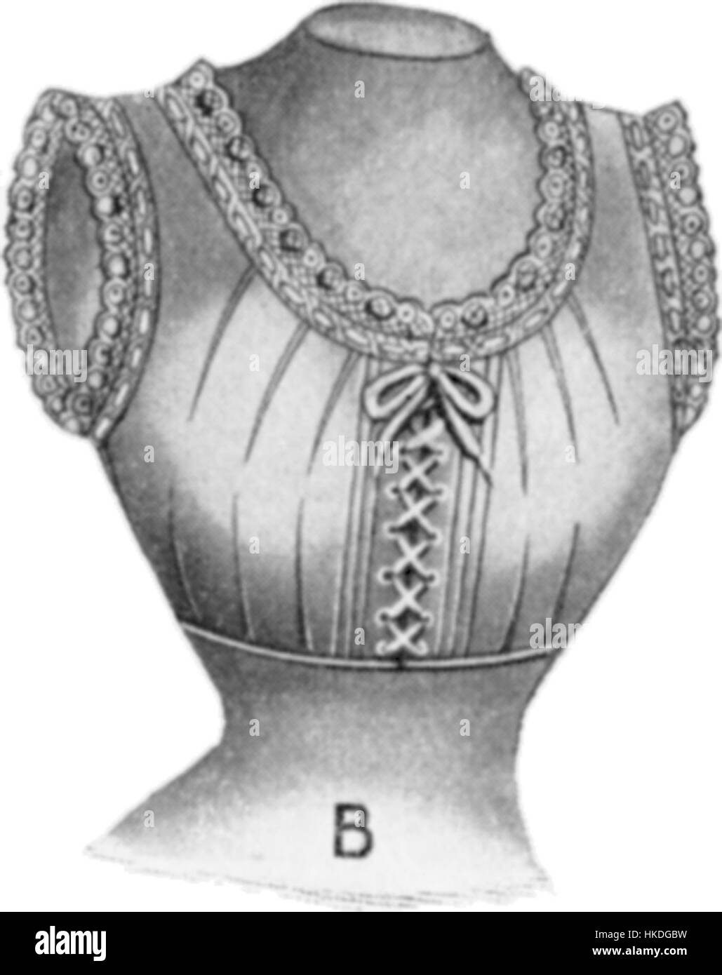A detailed illustration from a fashion catalog showcasing corset styles ...