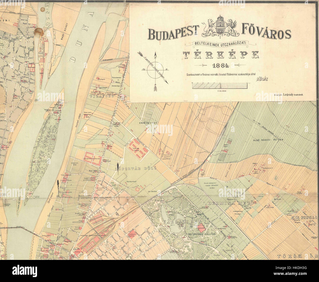 An 1884 painting depicting the 13th district of Budapest, showcasing ...