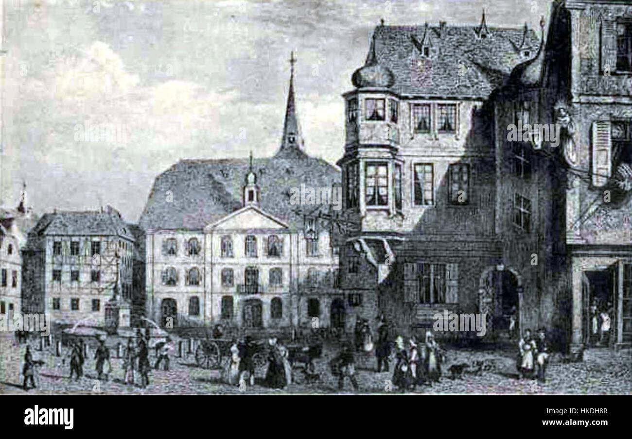 This painting by Lambert from 1850 portrays the Marktplatz (market ...