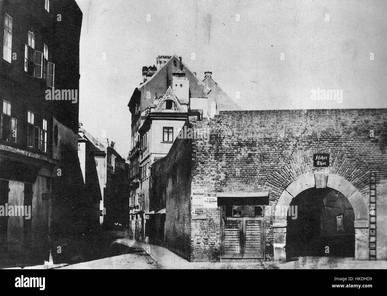 This historical oil painting titled 'Wien Fischertor von der Stadtseite ...