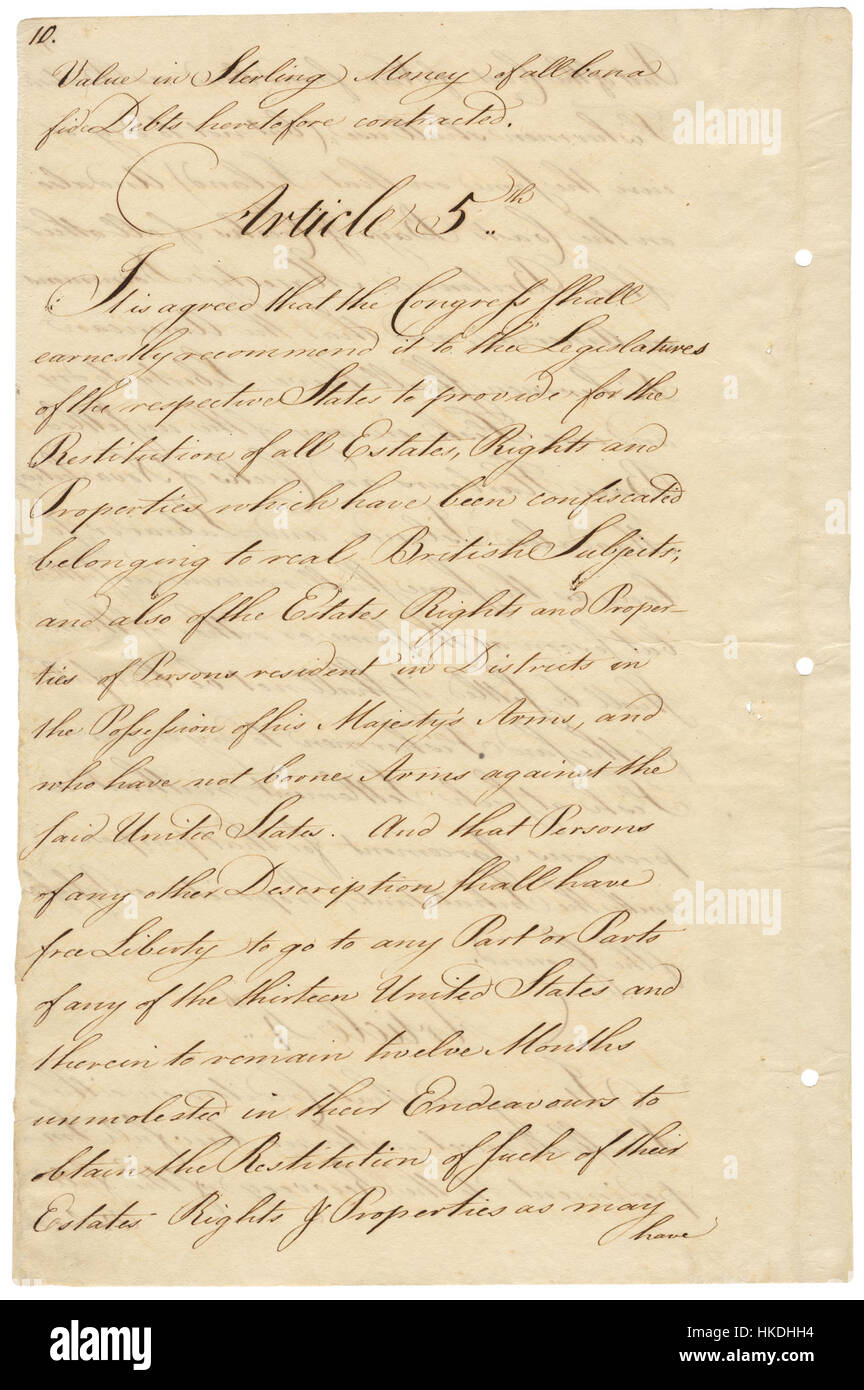 This historical document page from the Treaty of Paris outlines key ...