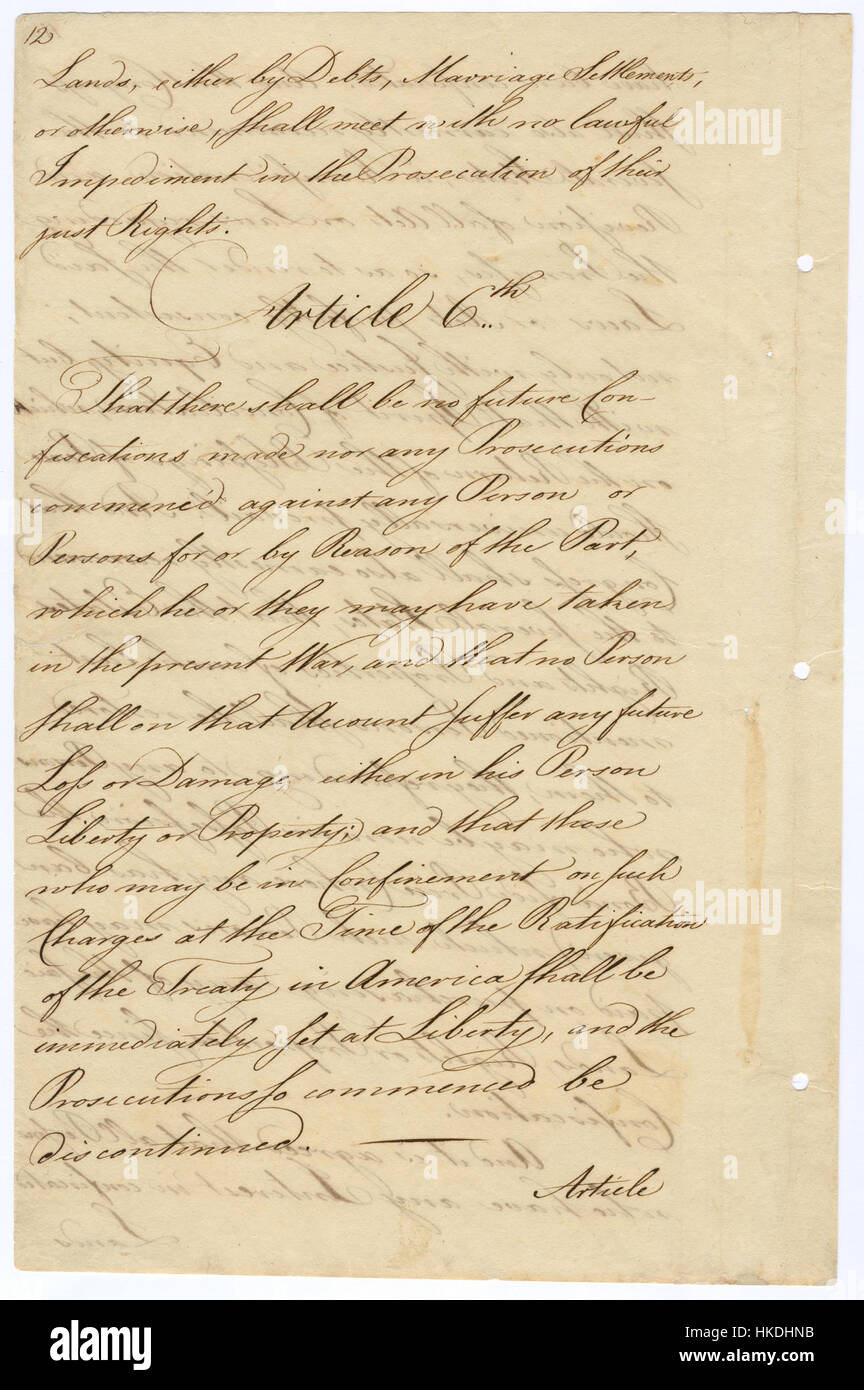 This page from the Treaty of Paris depicts one of the key agreements ...