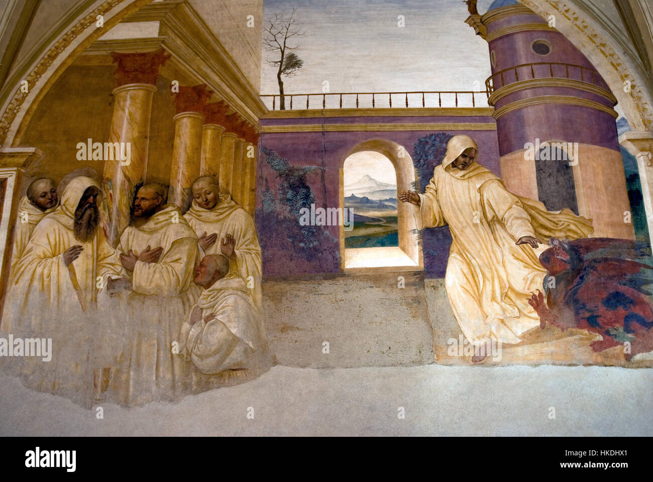 This painting illustrates the scene from the story of a monk who ...