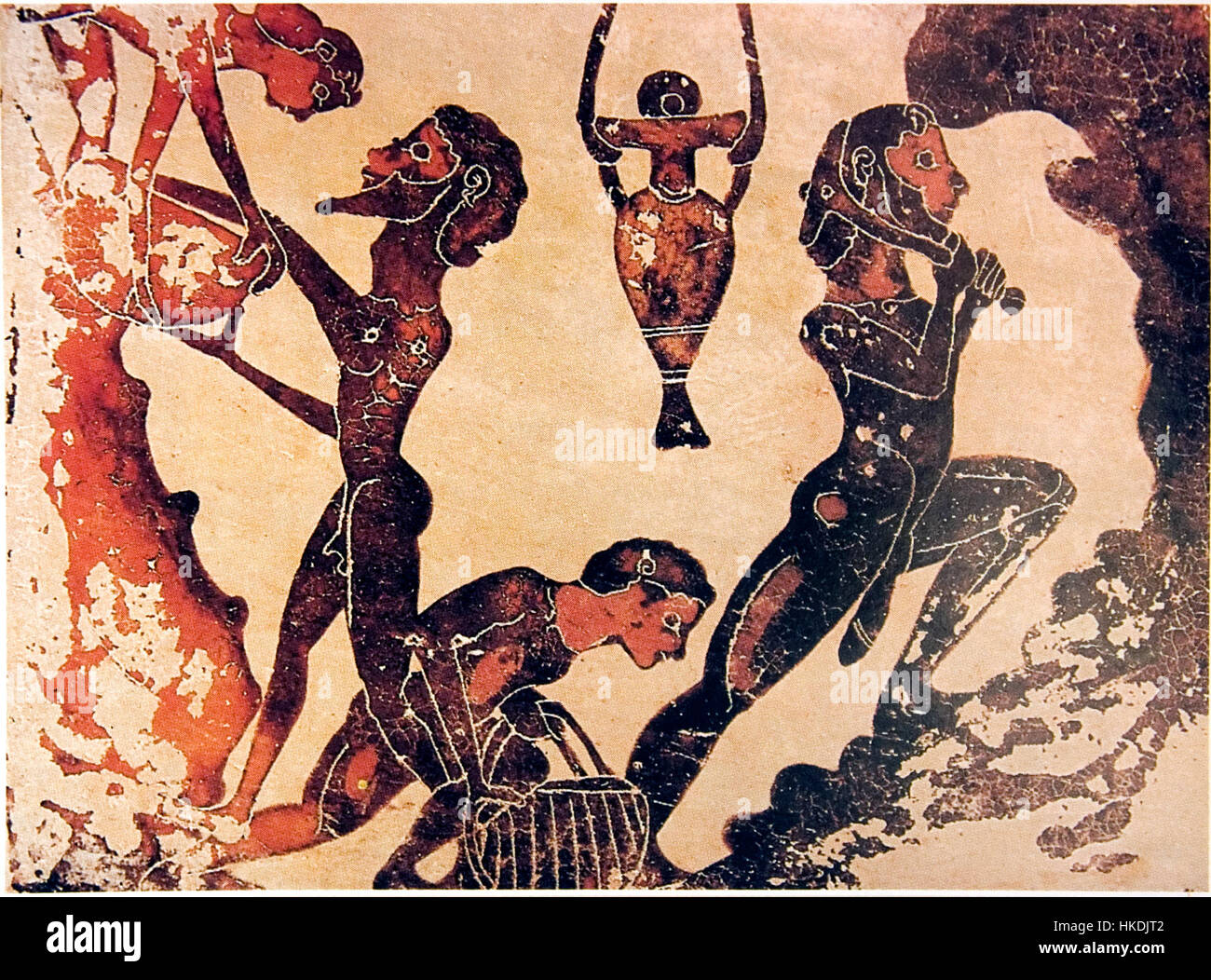 A historical painting titled 'Mines 1', depicting mining operations and ...