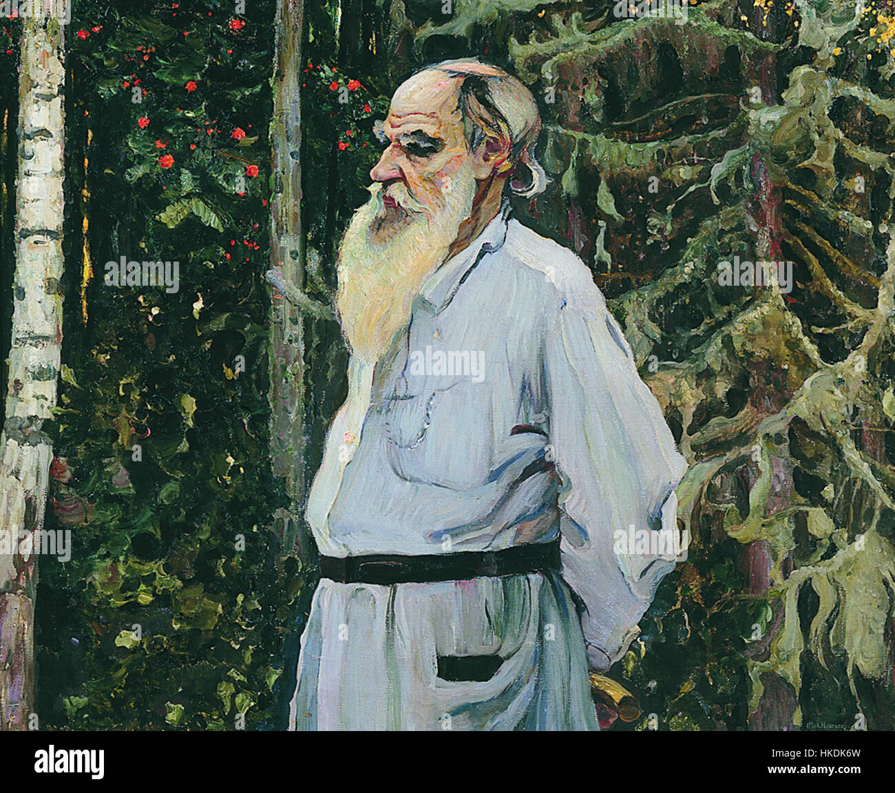 This portrait of Leo Tolstoy, painted by Nesterov in 1918, captures the ...