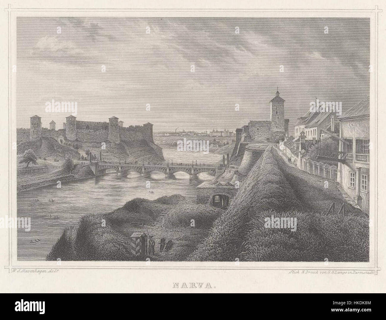 This painting depicts the city of Narva in the 1860s, showcasing the ...