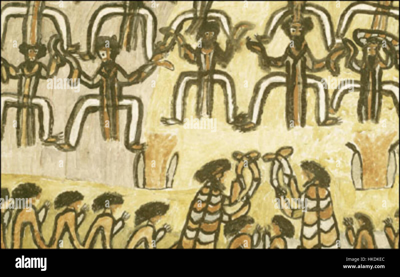 *Corroboree Barak* is an Aboriginal artwork depicting a ceremonial ...