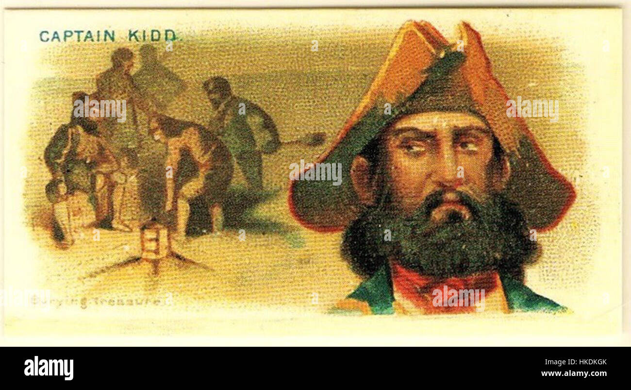 A historical painting of Captain William Kidd, the infamous pirate of ...