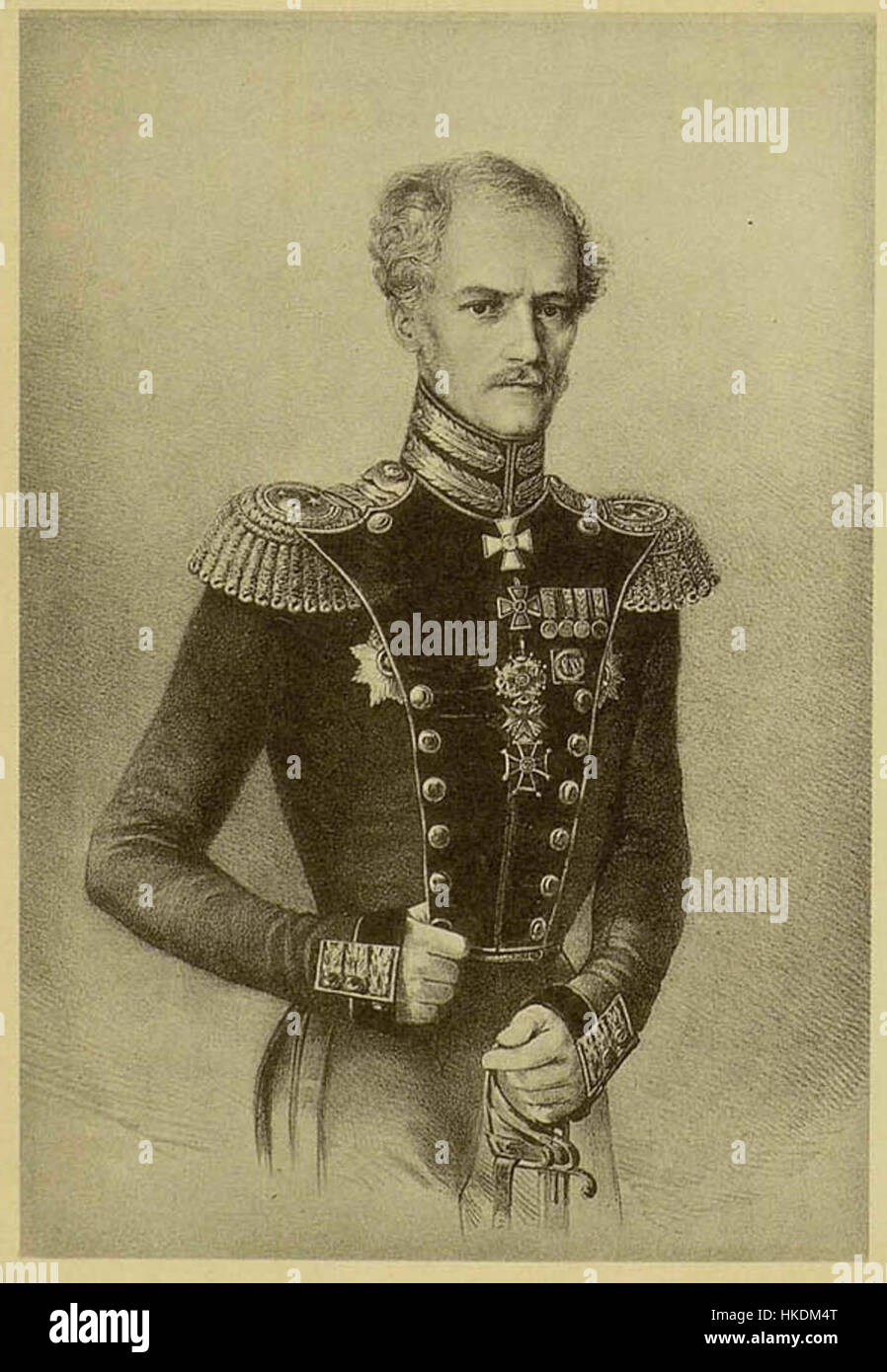 A portrait by Korf Nikolaj Ivanovitch, capturing a historical or ...