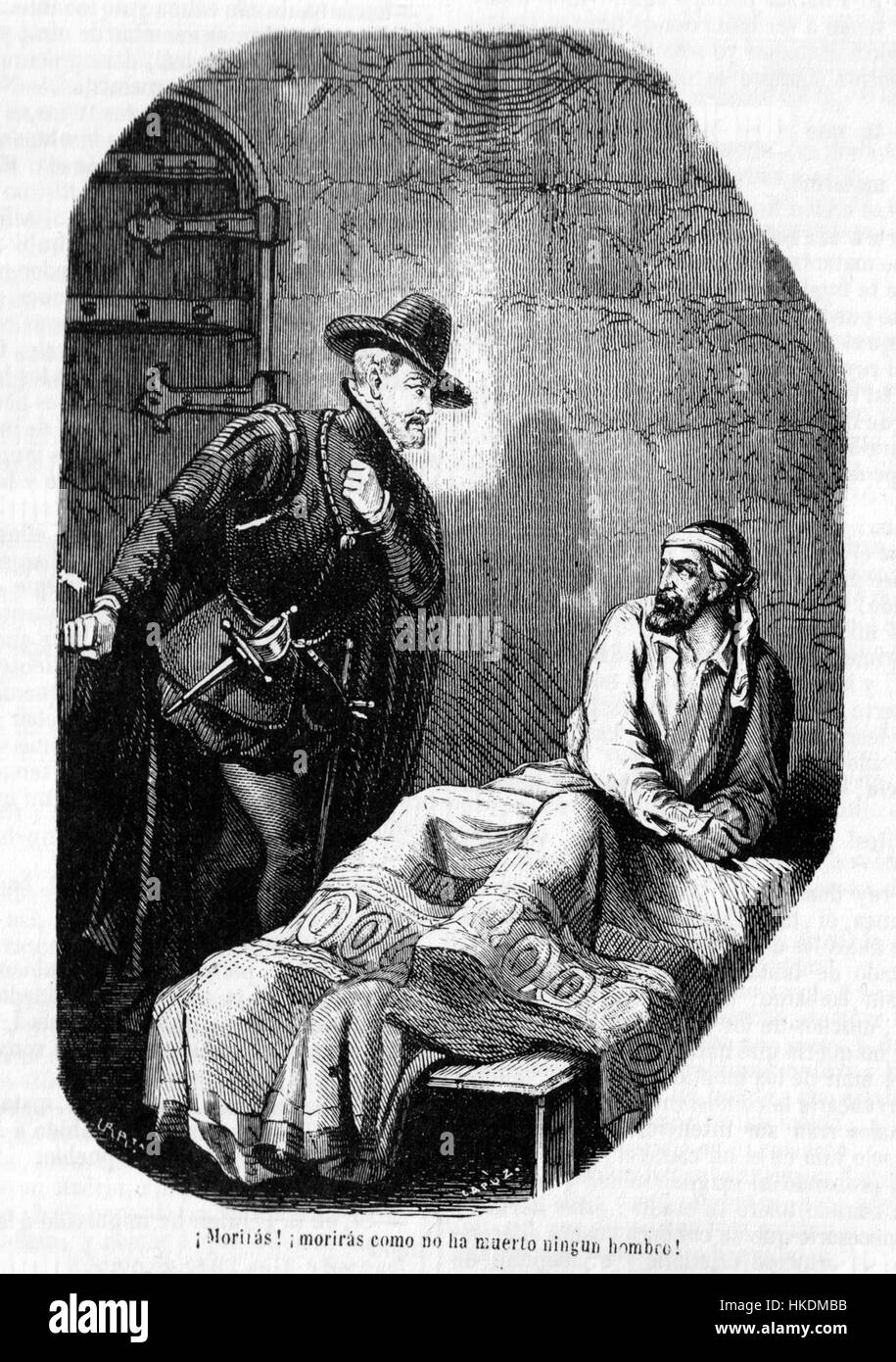 The illustration titled 'Los Monfies de las Alpujarras' depicts a scene ...