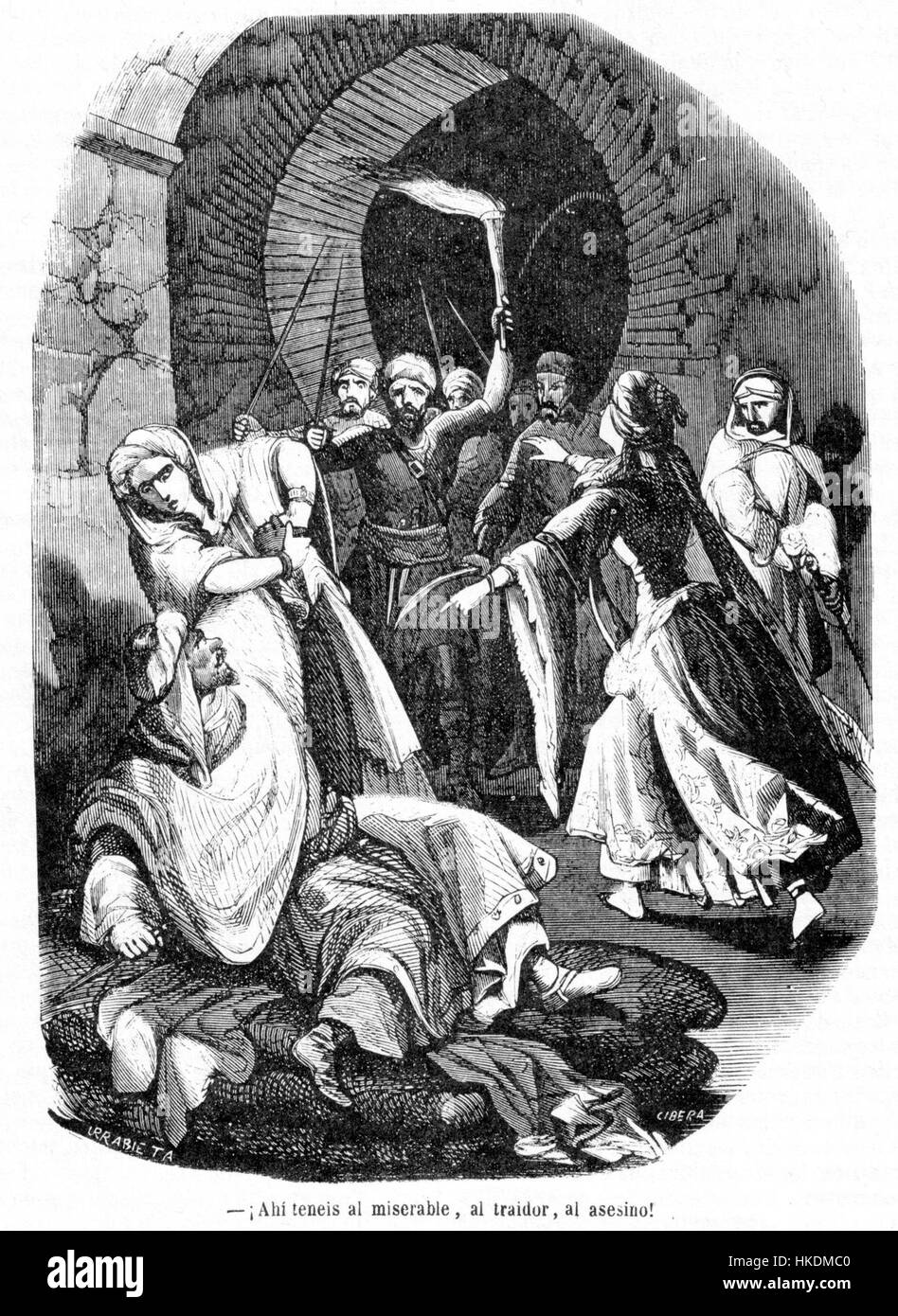 A vintage illustration from a book depicting the Monfies people of the ...