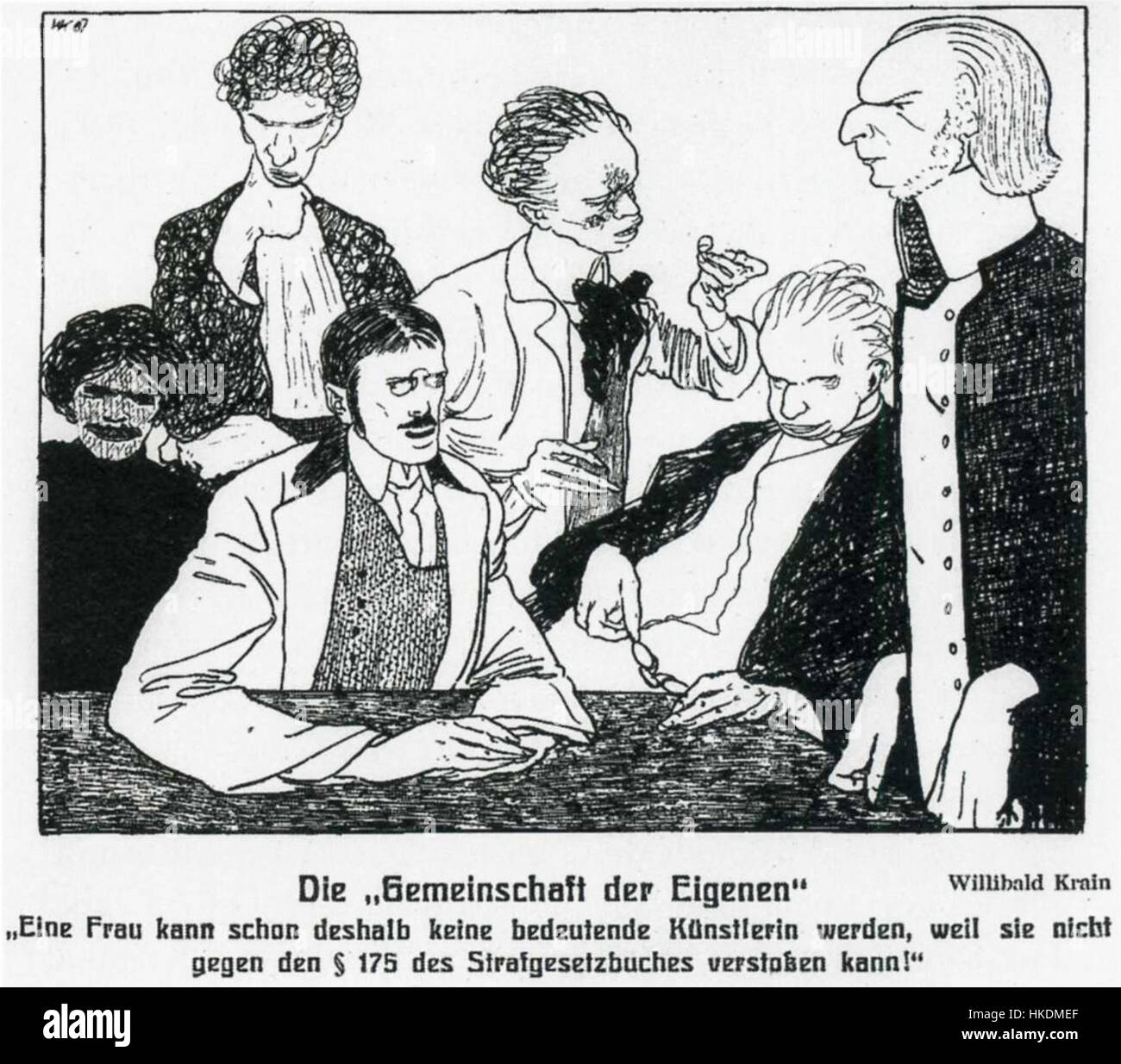 This 1907 cartoon from Munich depicts a satirical attack on Adolf Brand ...