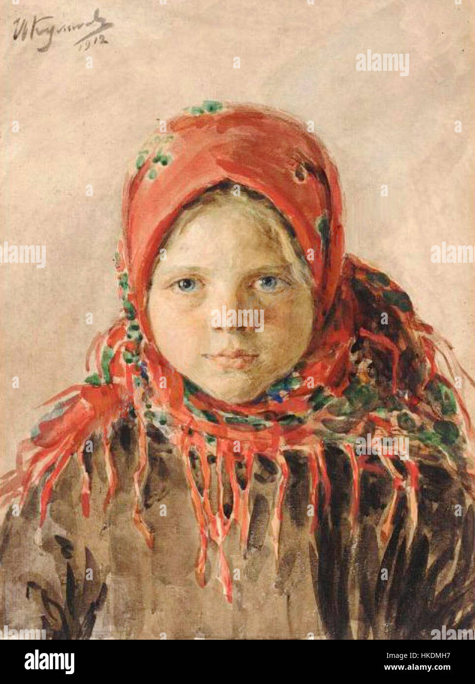 This portrait by Ivan Kulikov features a young Russian girl, capturing ...