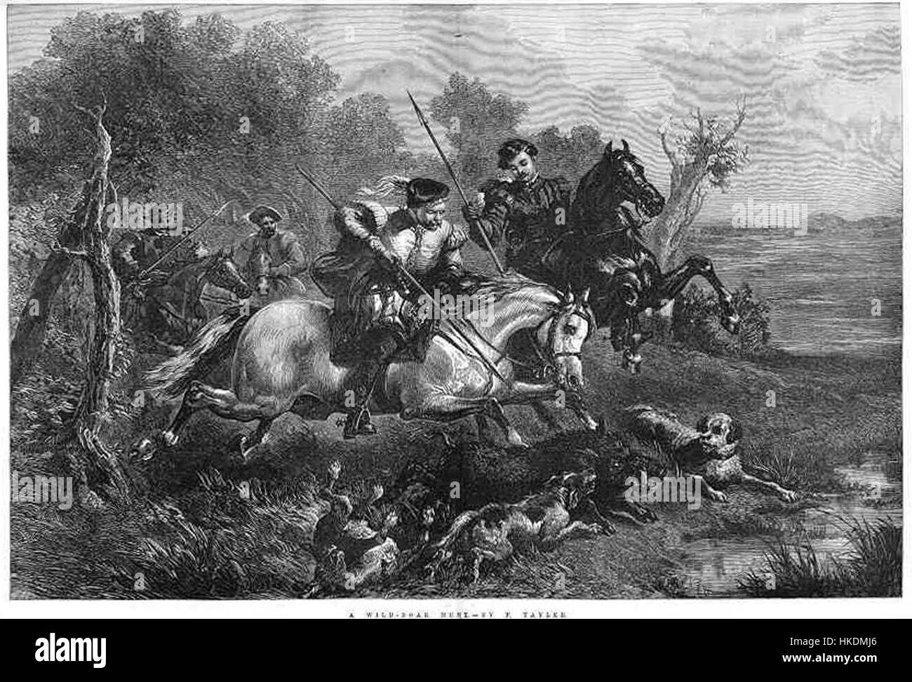 'Tayler’s A Wild Boar Hunt' is an action-packed scene illustrating a ...