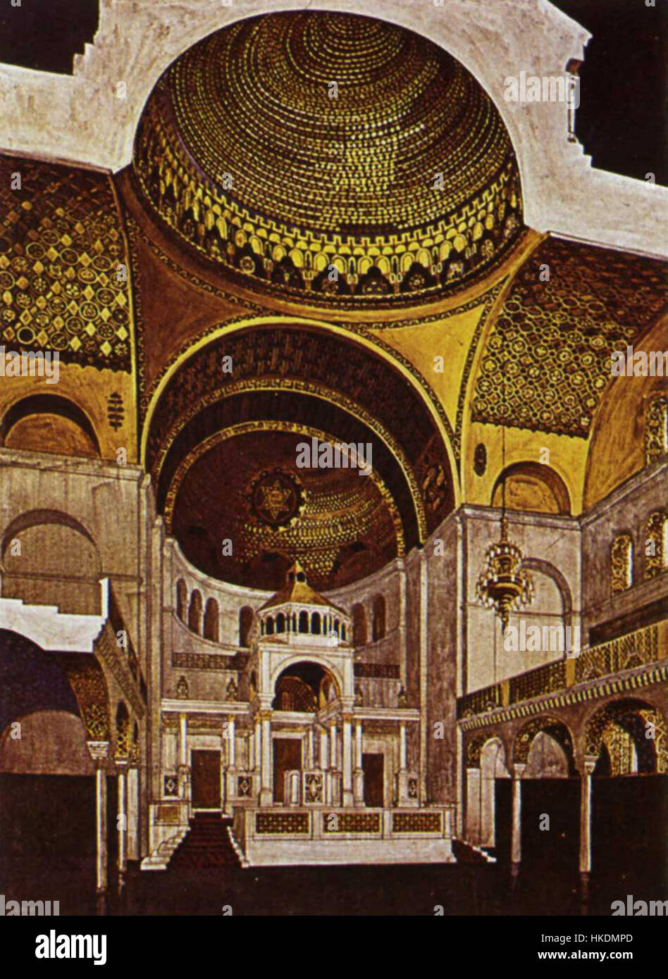 This artwork showcases the interior of the Synagogue in Fasanenstrasse ...