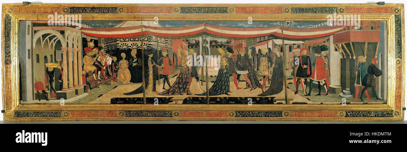 A painting depicting a Cassone (Italian chest), often used in marriage ...