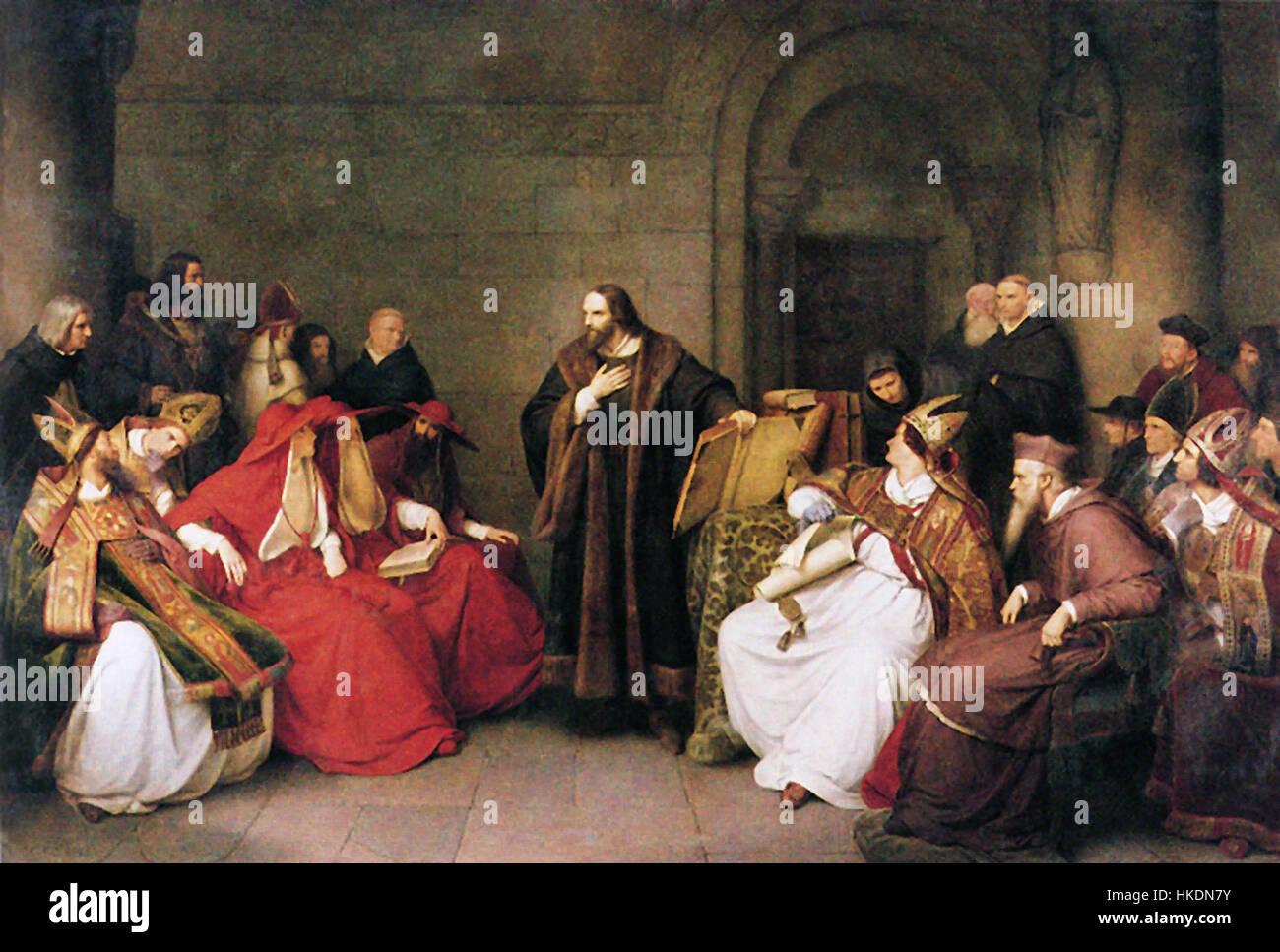 The painting 'Hus' by Lessing (1842) depicts the figure of John Hus, a ...