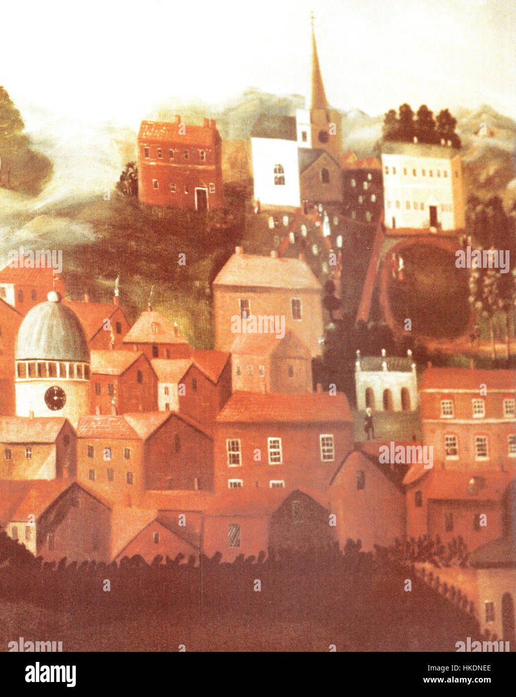 This high-resolution detail of a painting depicting Chesham in 1750 ...