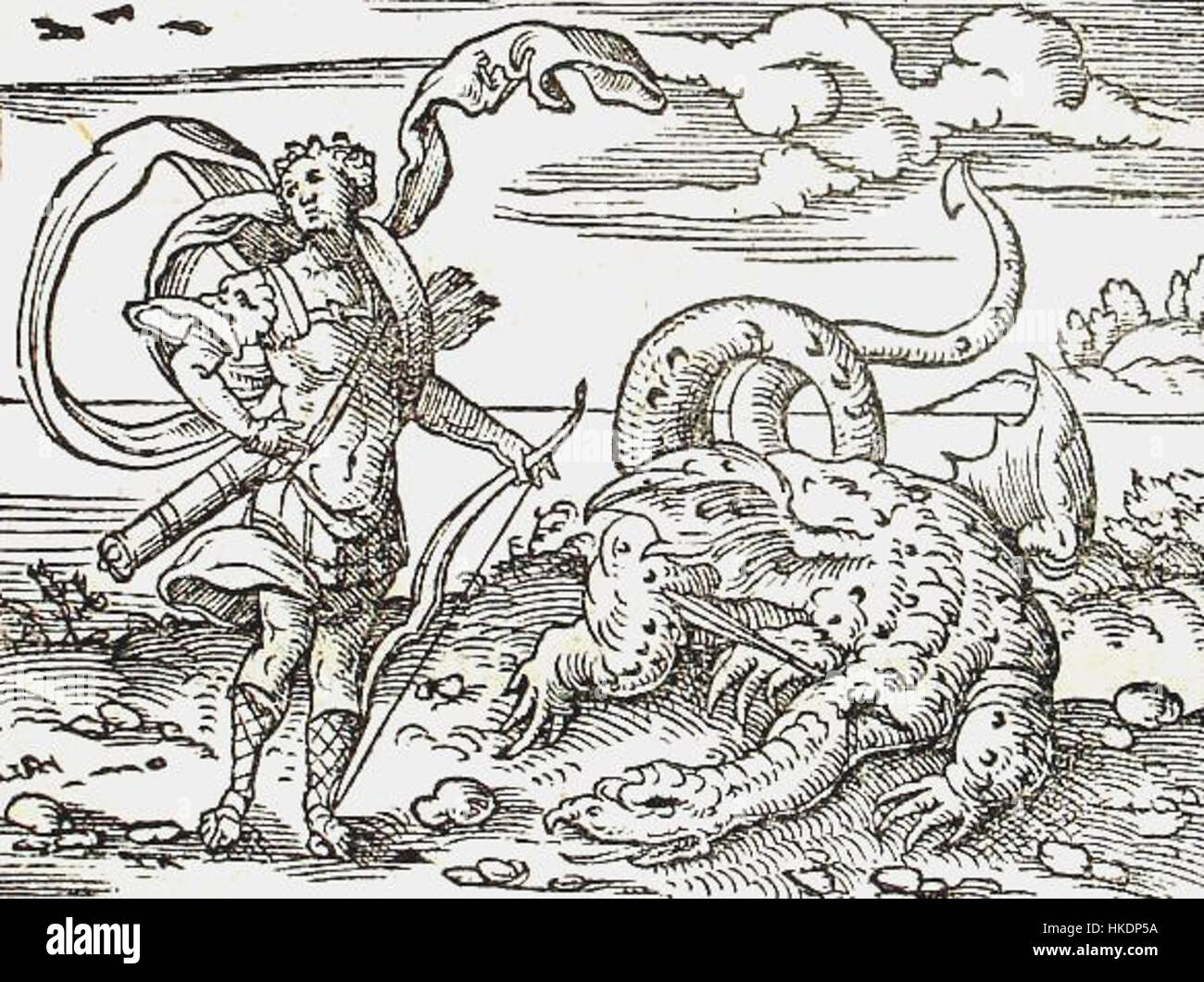 This classical depiction of Apollo and Pytho (the serpent) showcases ...