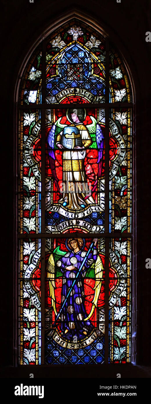 This stained glass window in the Church of Malbork Castle depicts ...