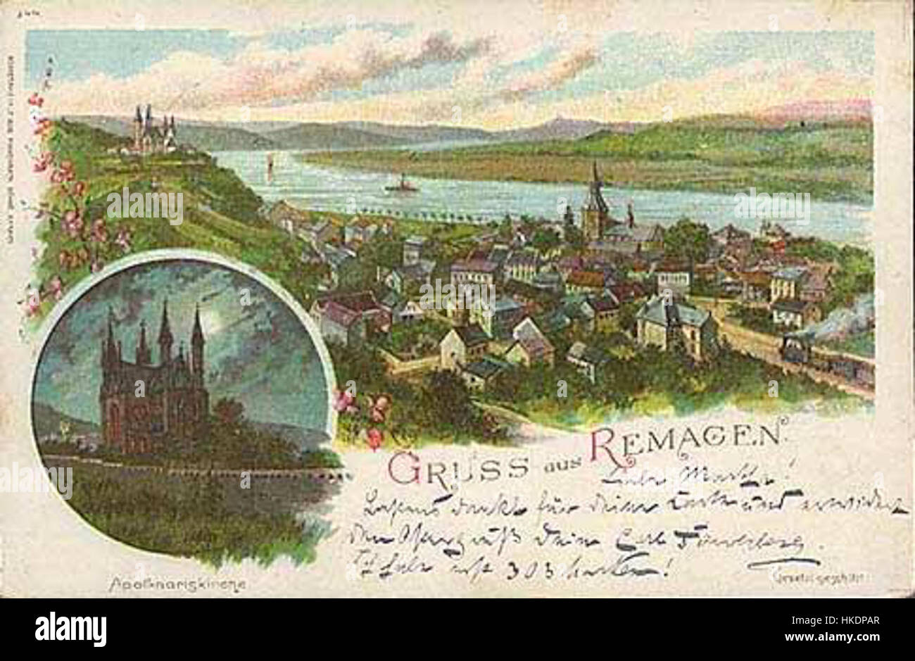 This painting from 1902 captures the town of Remagen, Germany ...