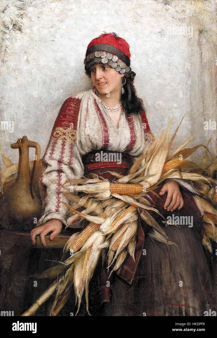 Franciszek Ejsmond's 'Romanian Maiden' (1885) is an oil painting ...