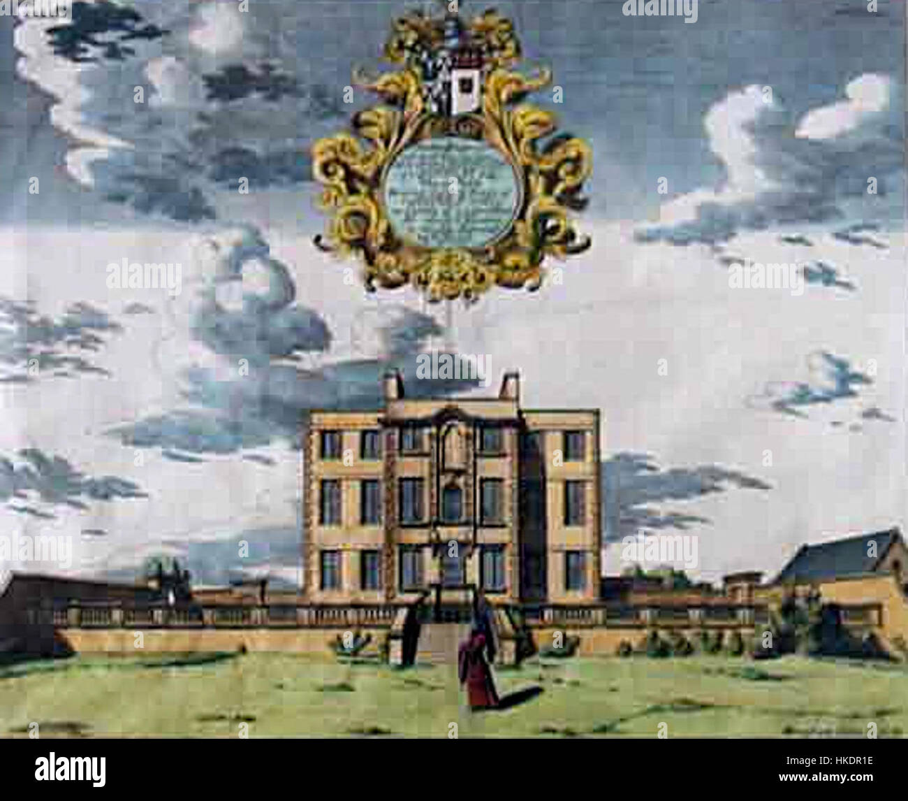 This oil painting captures Elmhurst Hall, a prominent building known ...