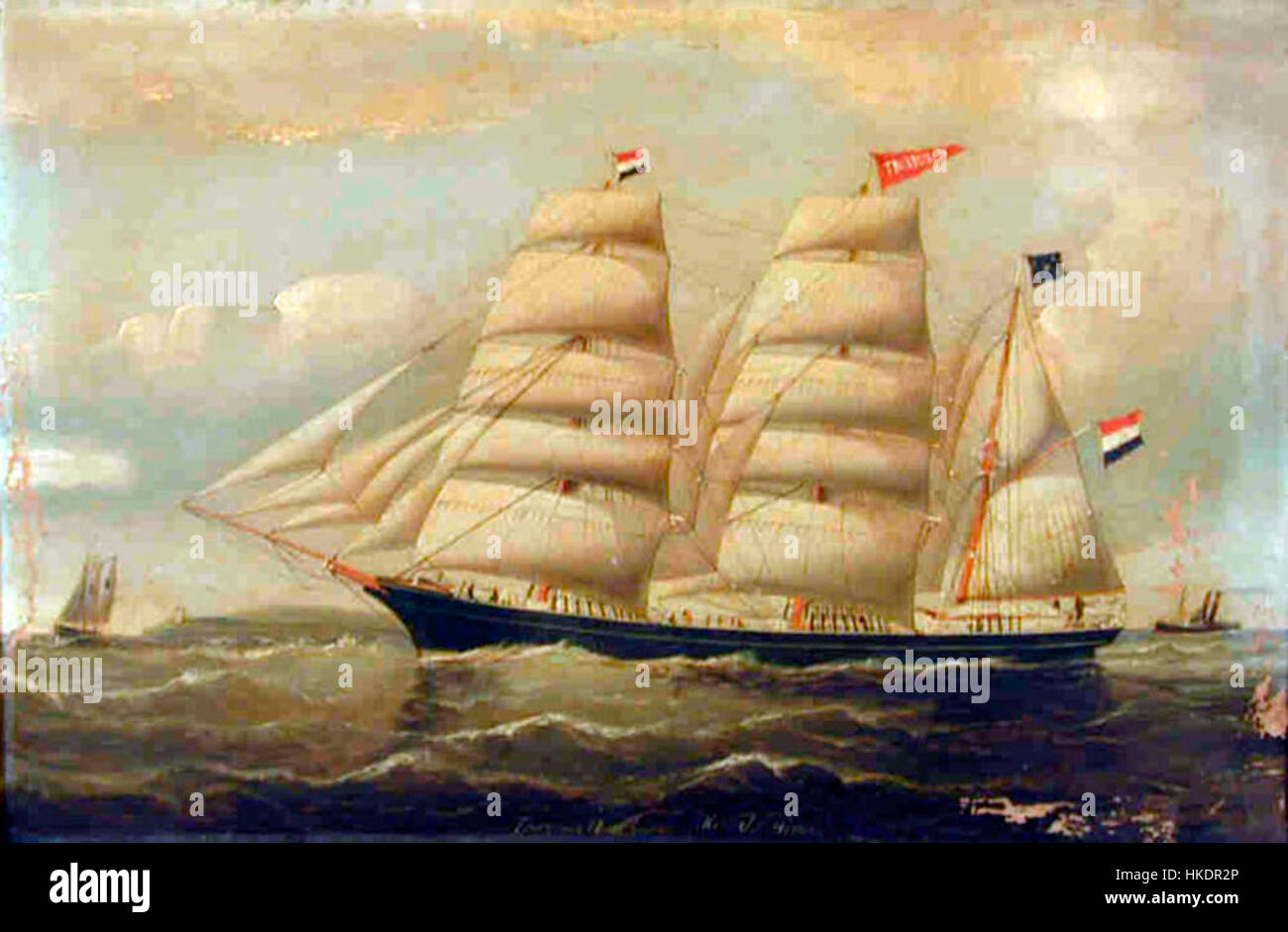 The painting of the clipper bark ship Thorbecke VII, located at the ...