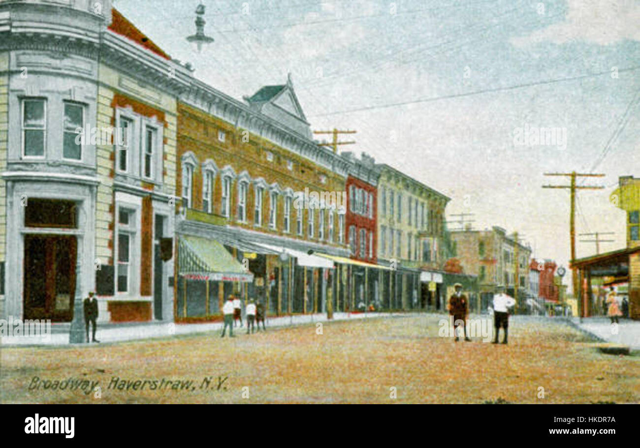'Broadway Haverstraw' is a detailed oil painting depicting a historic ...
