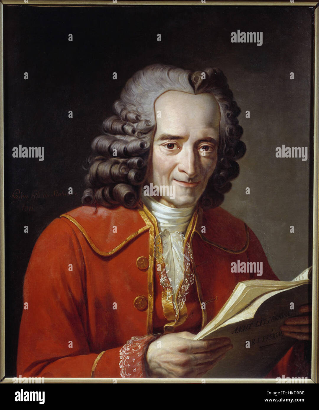 The painting 'Voltaire lisant' portrays the philosopher Voltaire ...