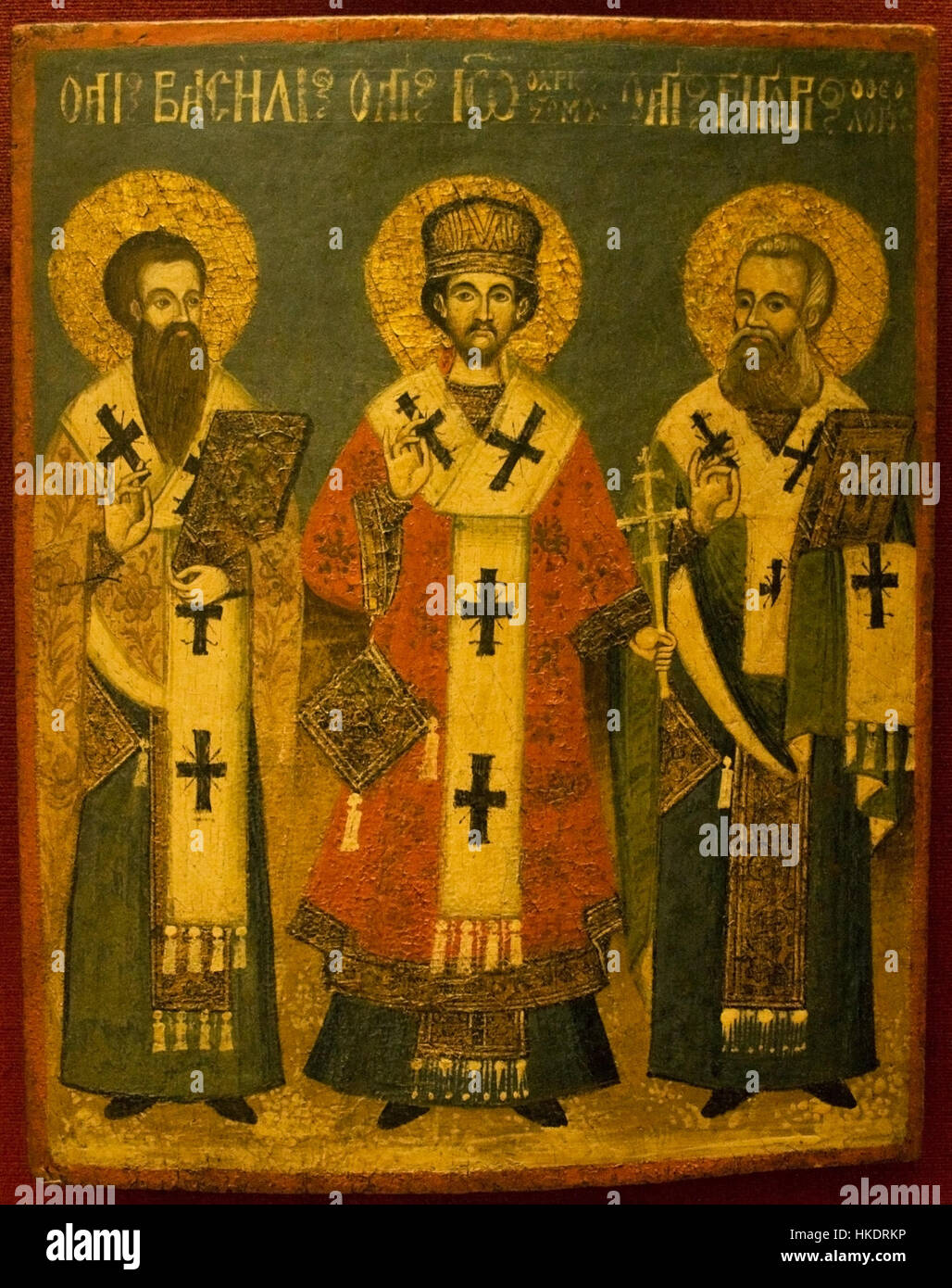 This religious artwork depicts the Three Hierarchs, who are revered ...