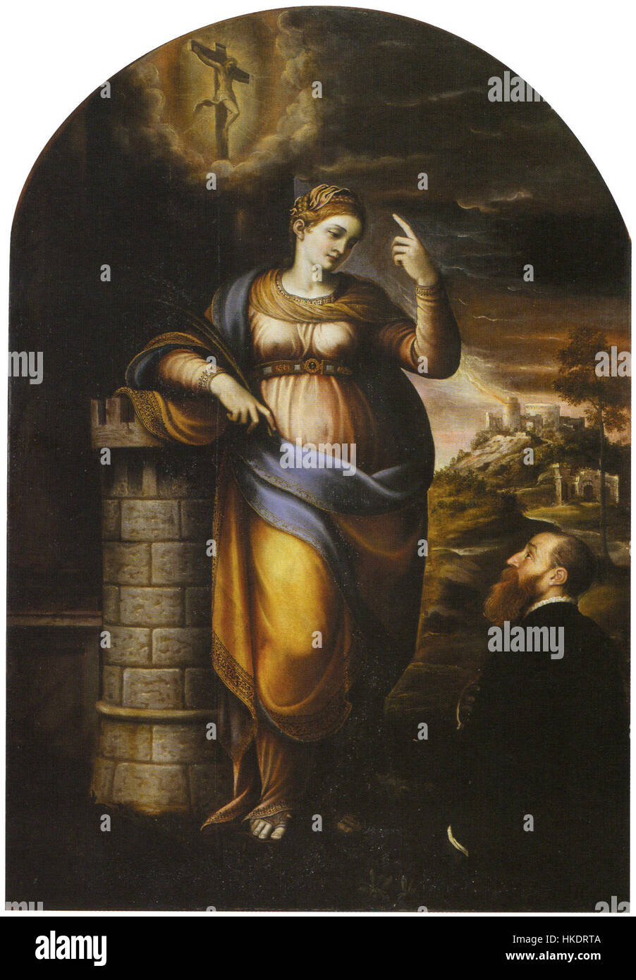 'Santa Barbara e un devoto' depicts the religious devotion of Saint ...