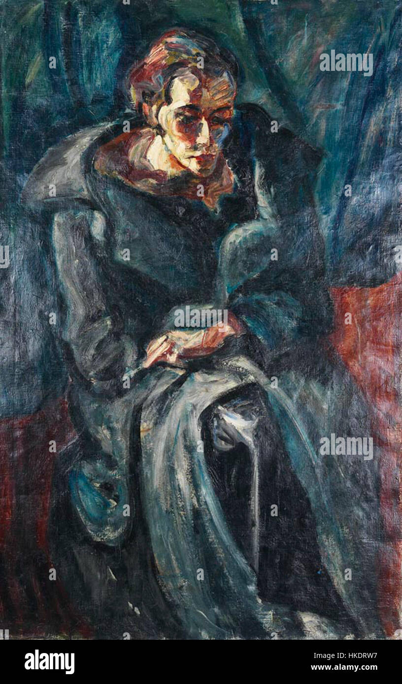 Albert Schiestl’s 'Dame in blauem Mantel' (1925) captures a woman in a ...