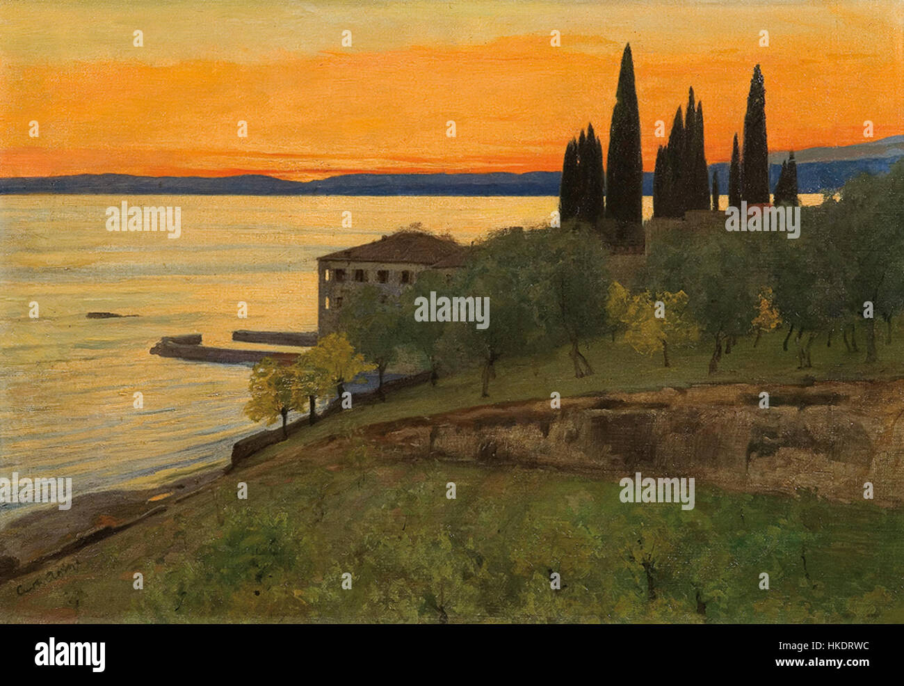 Curt Agthe's painting of San Vigilio on Lake Garda captures the scenic beauty of the Italian ...