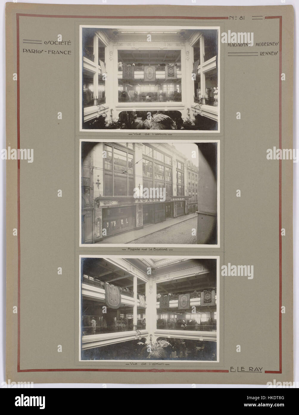 This image captures the modern shops in Rennes, France, from the early ...