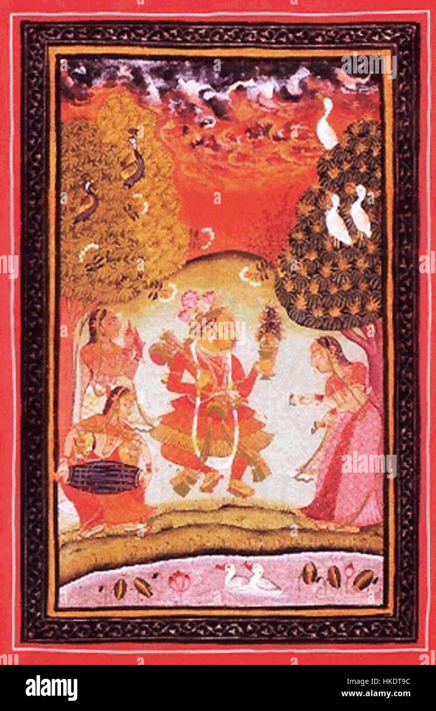 'Raga Vasant Uniara Ragamal' is an artwork depicting a traditional ...