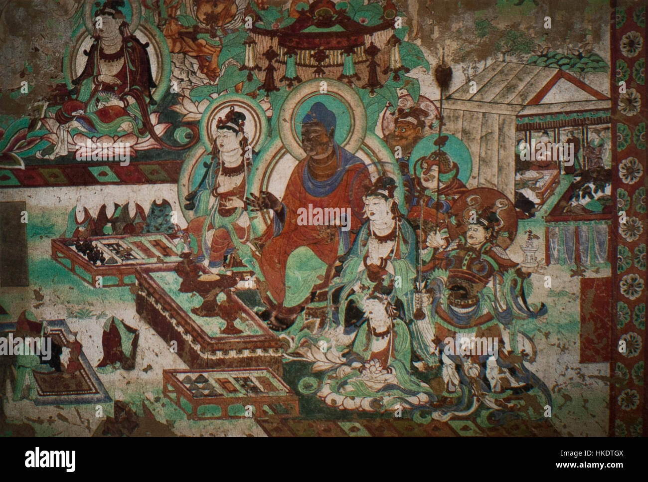 The Maitreya Sutra, depicted on the wall of Cave 25 at the Yulin Caves ...