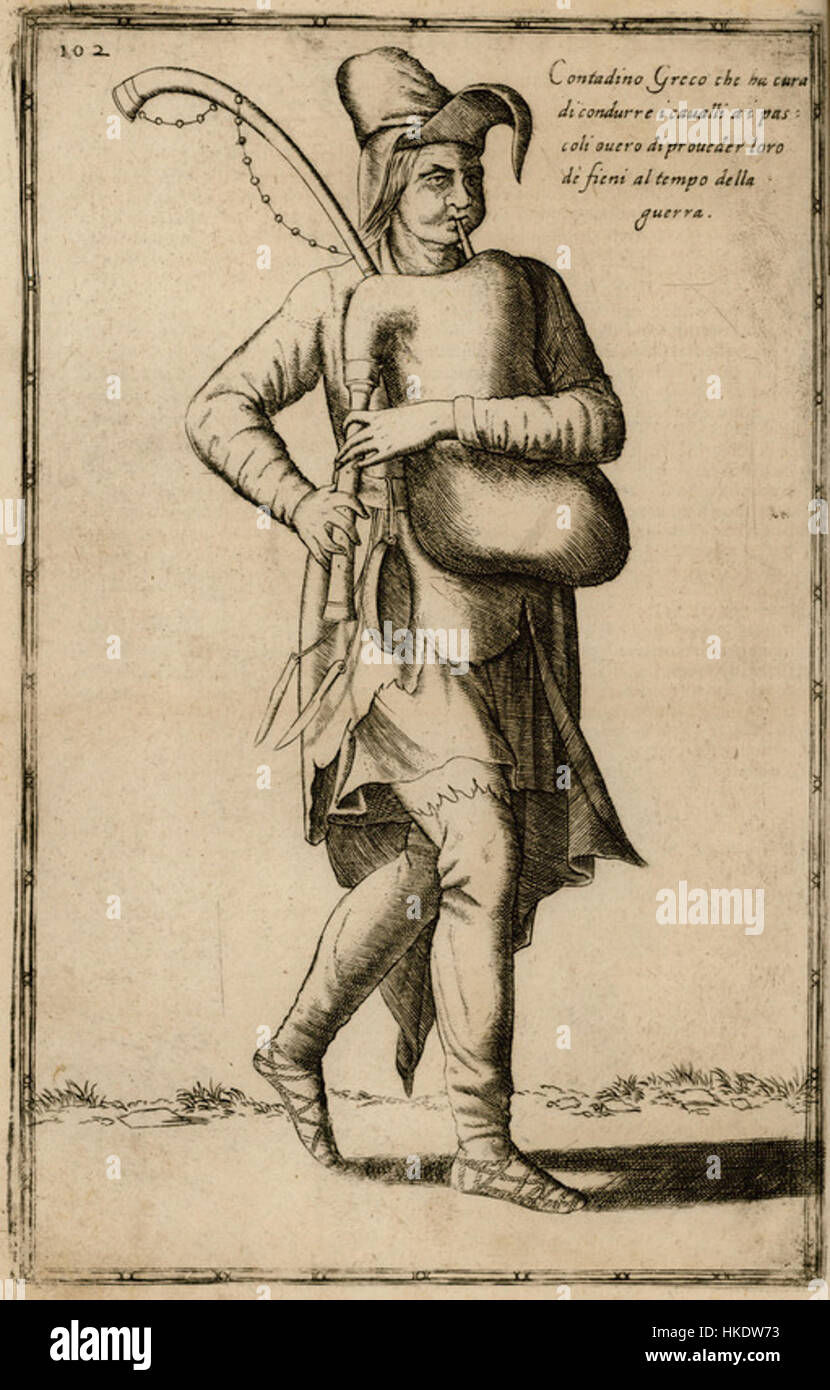 This artwork by Nicolas De Nicolay from 1580 depicts a Greek farmer ...