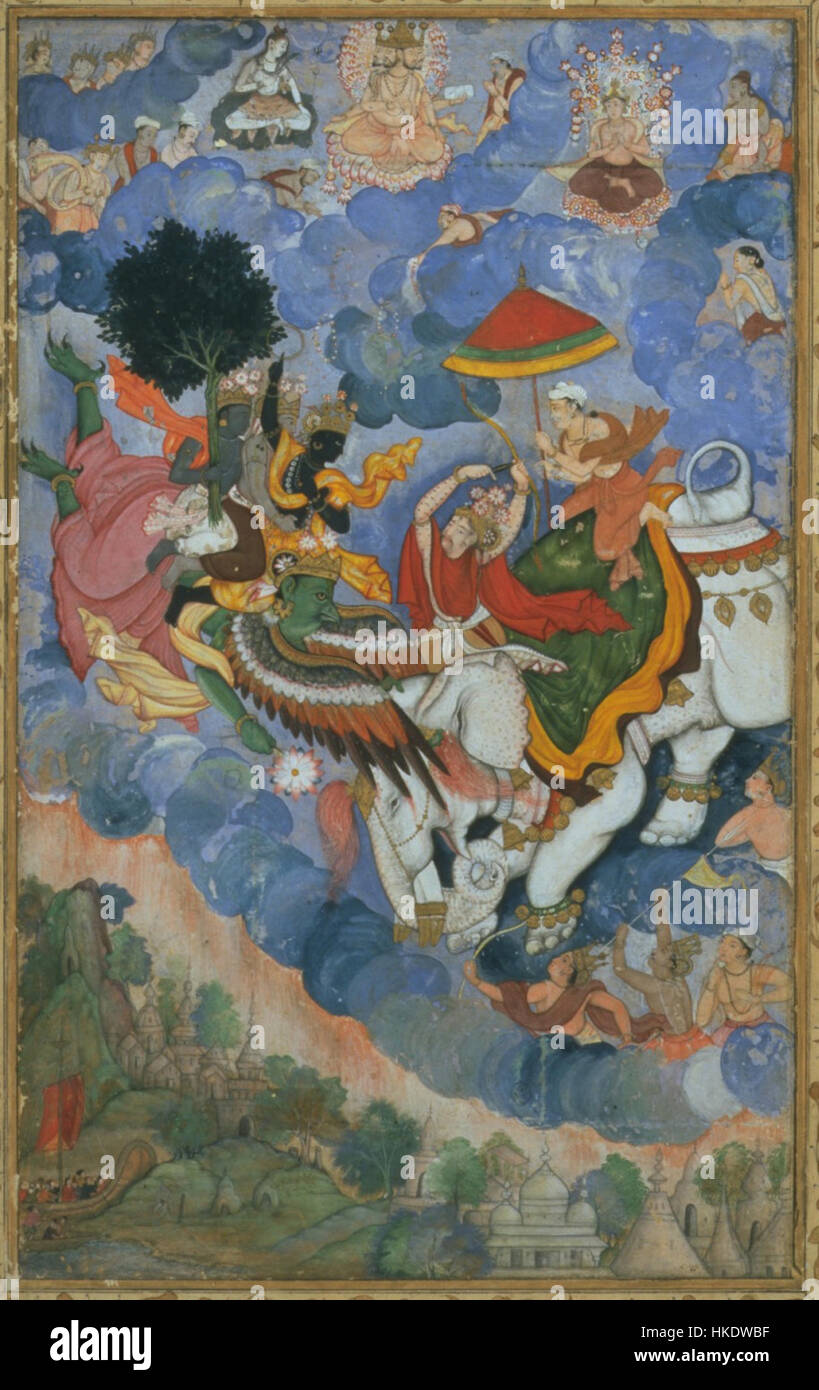 This oil painting illustrates the mythological combat between Lord ...