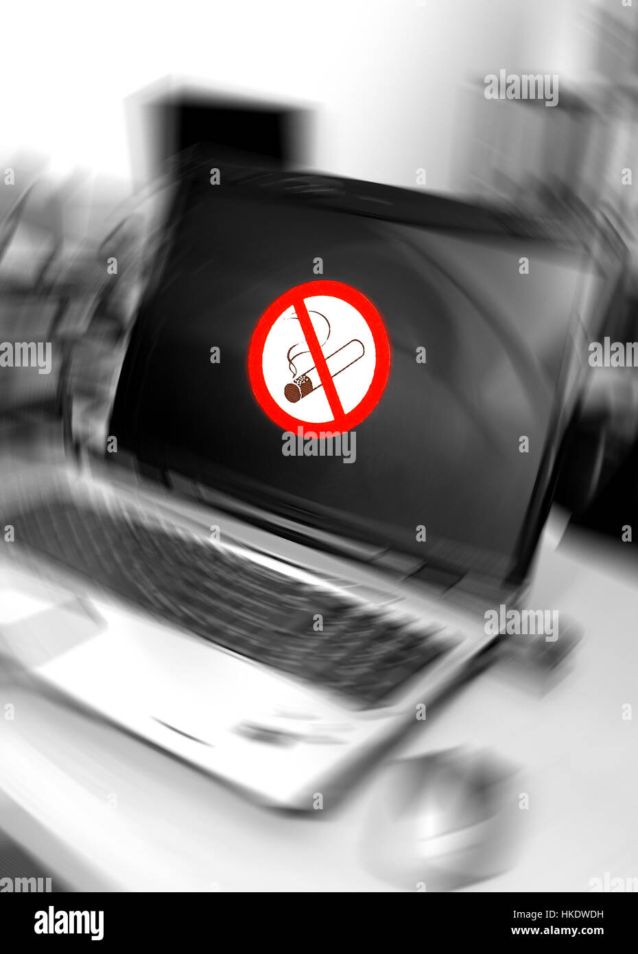 Symbolic for ban on smoking at work Stock Photo - Alamy