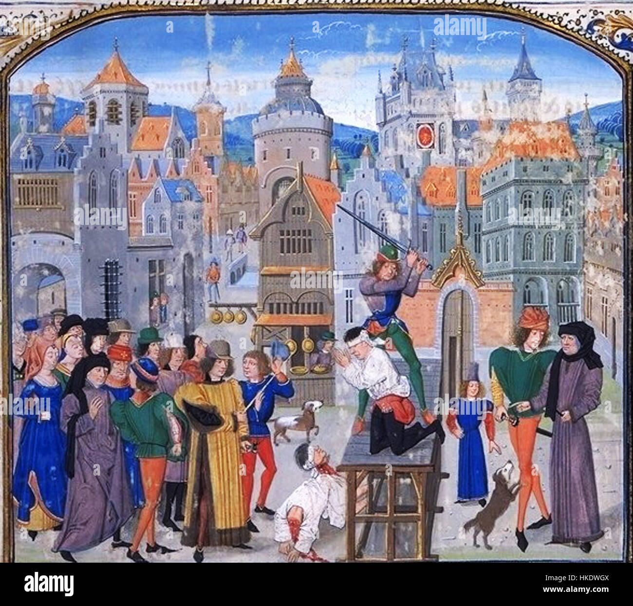 This illustration from the 'Froissart Chronicles' depicts an execution ...