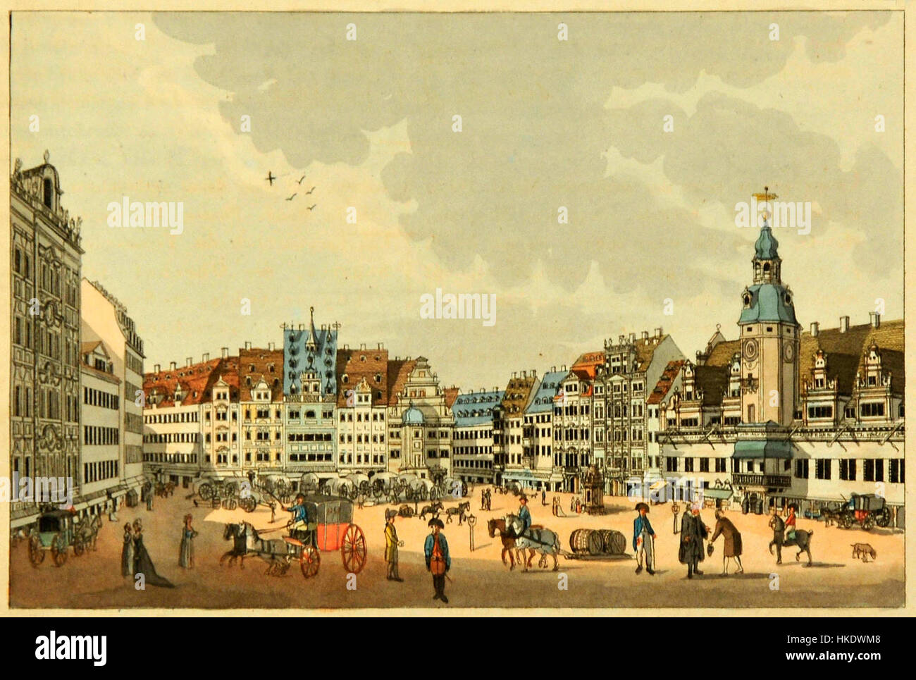 Leipzig 1804 Der Markt aus der Petersstrasse Stock Photo - Alamy