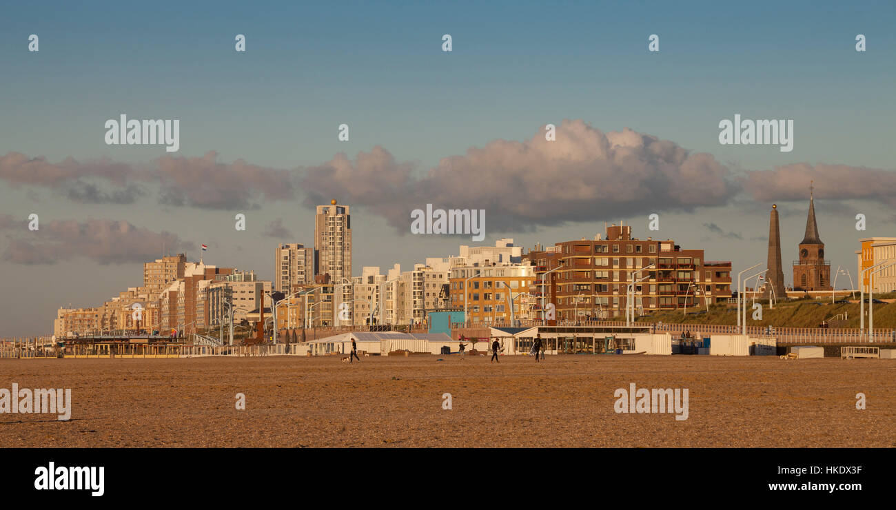 Beach with skyline, Scheveningen, The Hague, Holland, The Netherlands ...