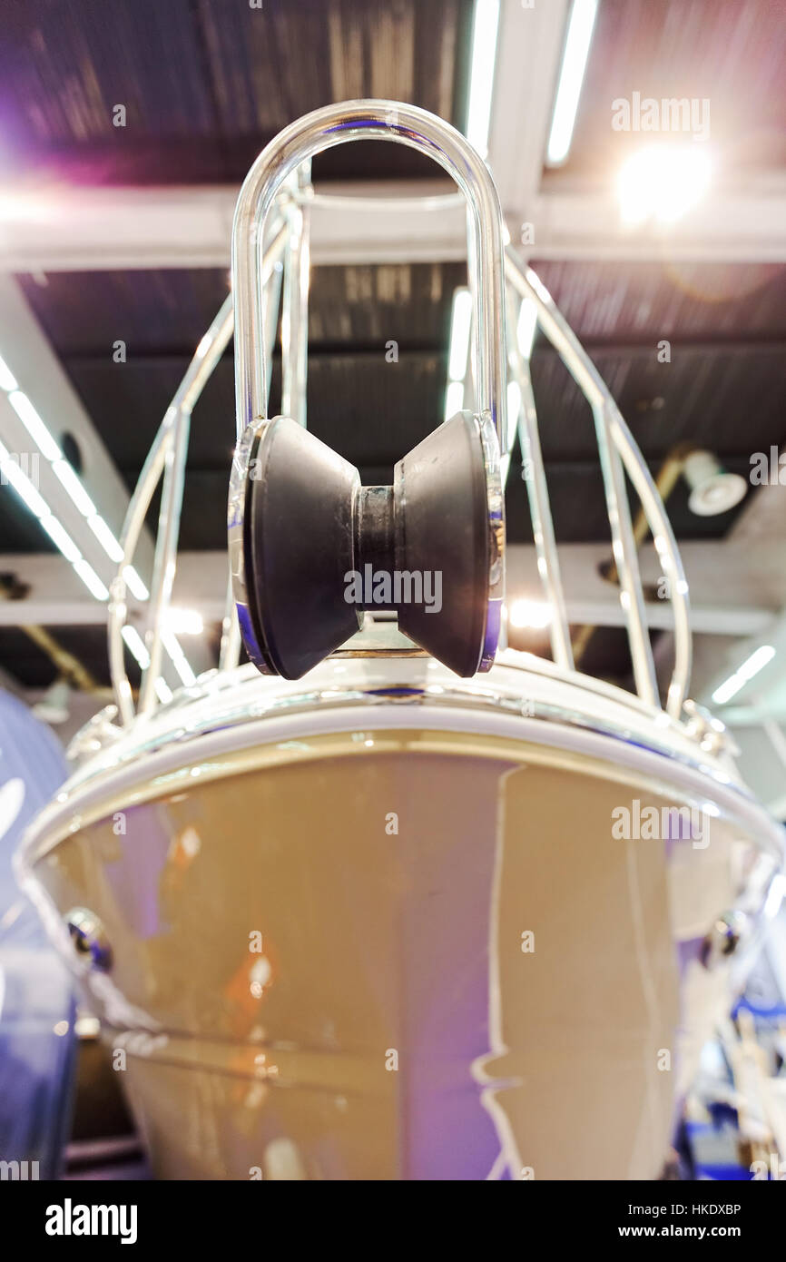 different parts of the speedboat, note shallow depth of field Stock ...