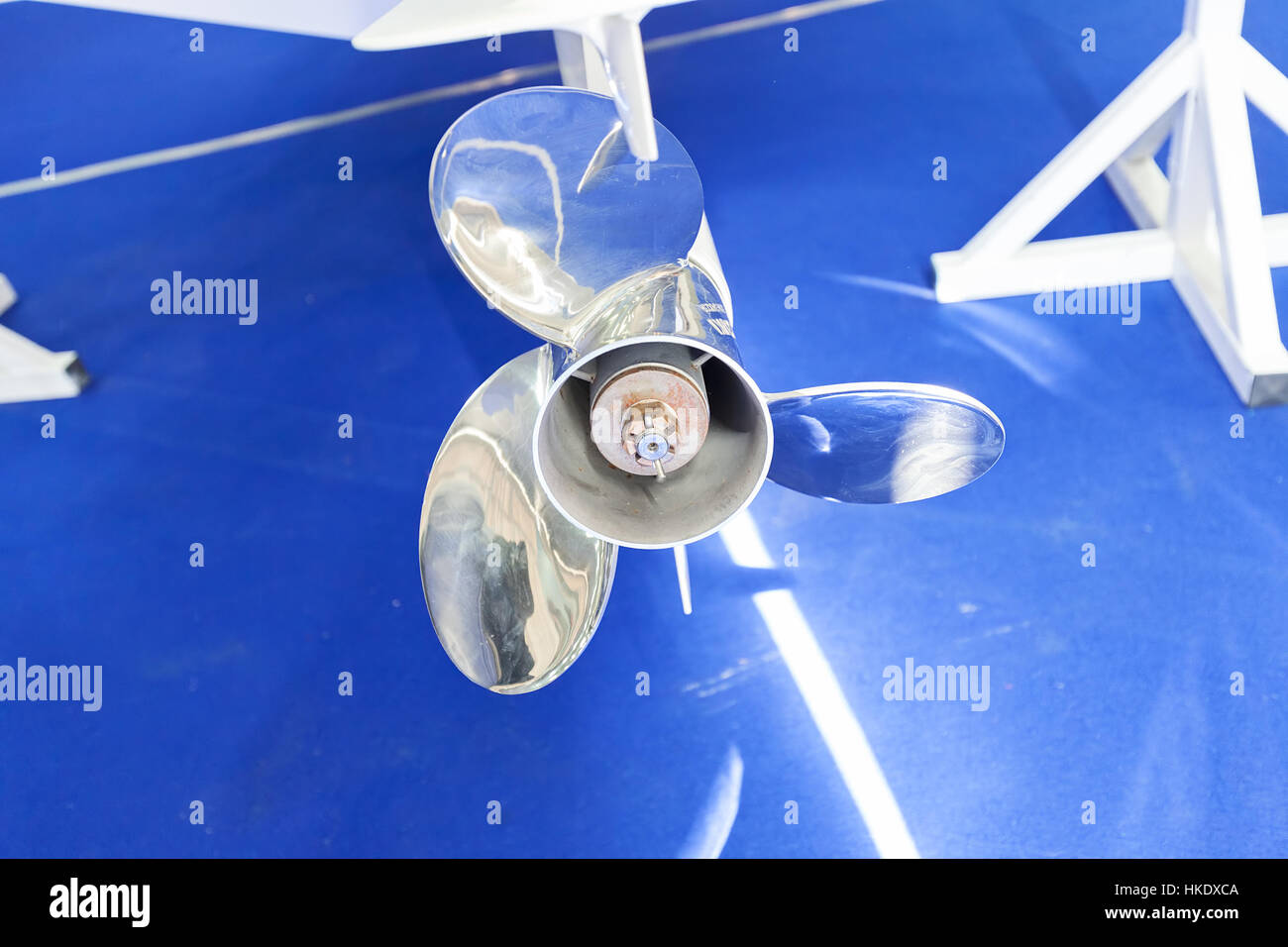 the part of the propeller of a speedboath , note shallow depth of field ...